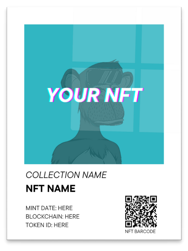 NFT Frame | Print your NFT | Acrylic Glass or White Metal | Big Acrylic